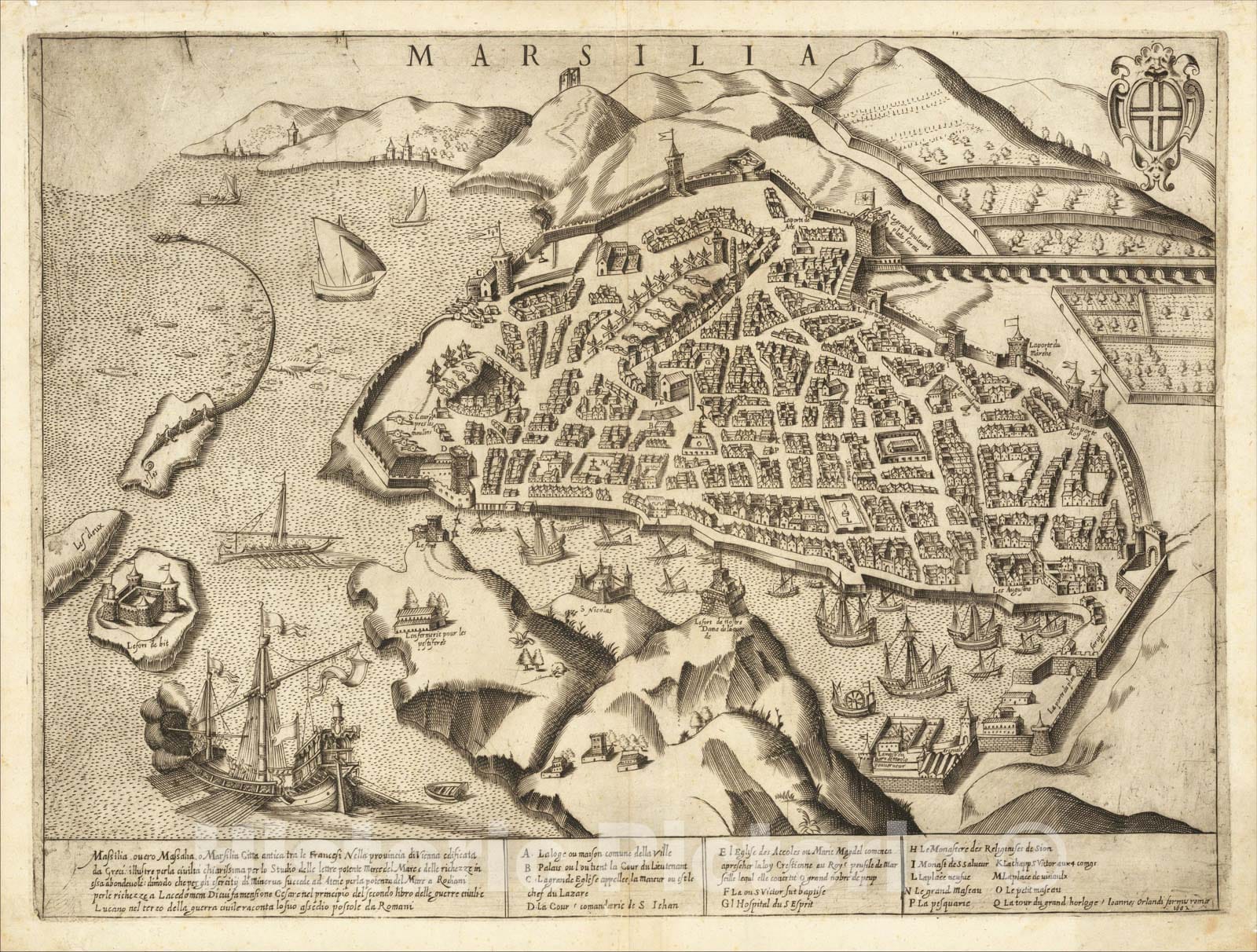 Historic Map : [Marseille] Marsilia, 1580, , Vintage Wall Art ...