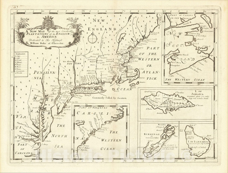 Historic Map : A New Map of the most Considerable Plantations of the E ...