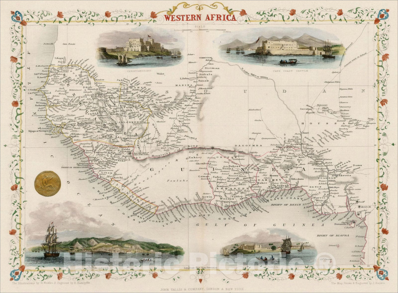 Historic Map : Western Africa, 1851, John Tallis, v3, Vintage Wall Art ...