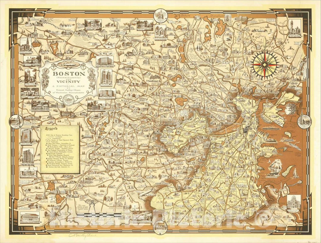 Historic Map : Boston (Massachusetts) and Vicinity -- A Pictorial Map ...