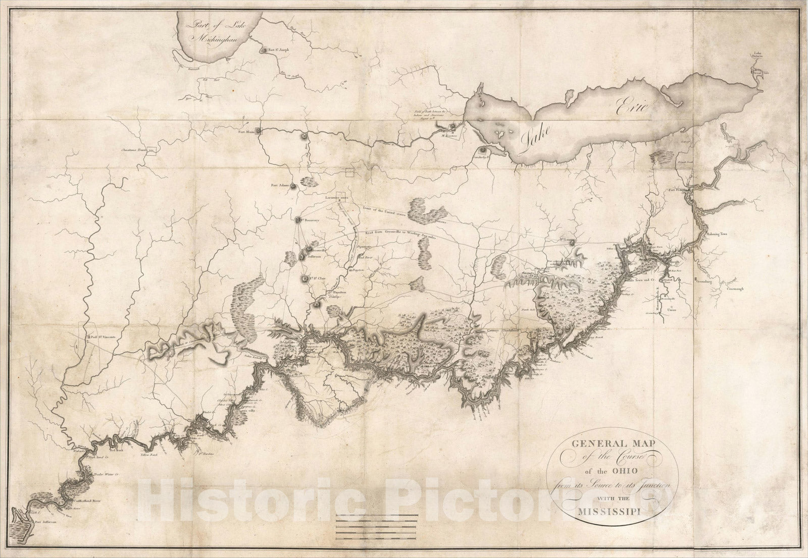 Historic Map : General Map of the Course of the Ohio from its Source t ...