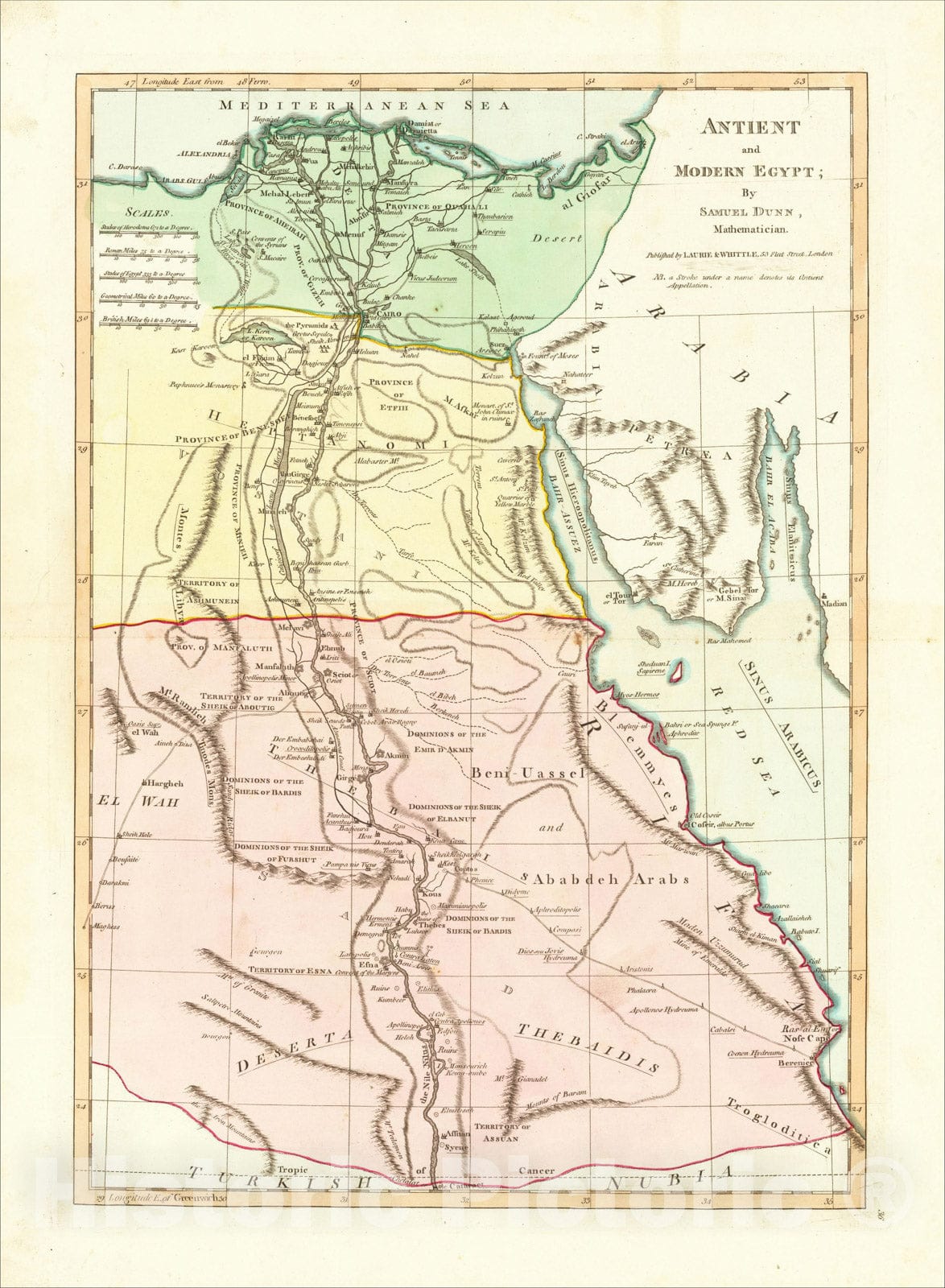 Historic Map : Antient and Modern Egypt, 1794, , Vintage Wall Art ...