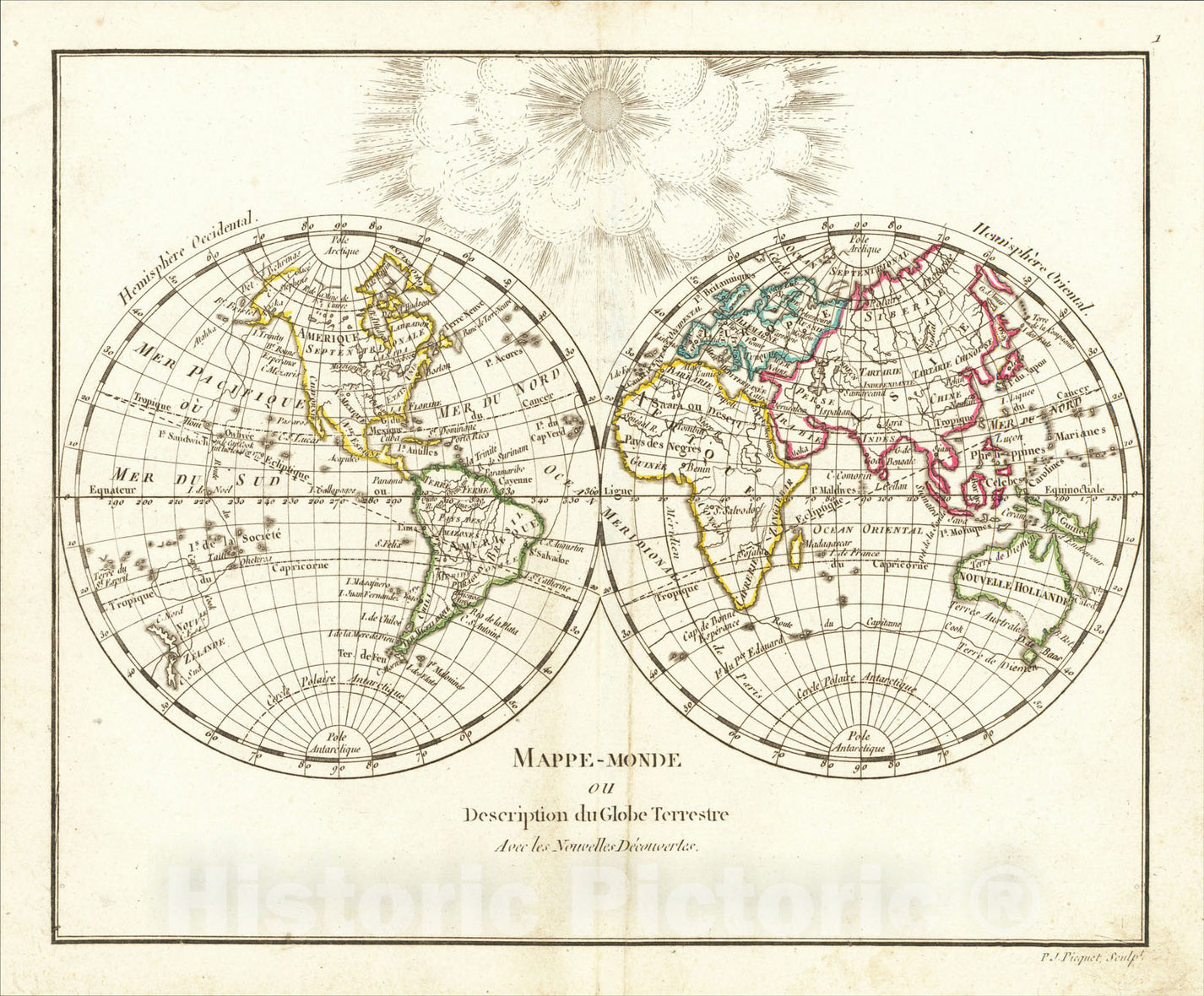 Historic Map : Mappe-Monde ou Description du Globe Terrestre Avec les – Historic Pictoric