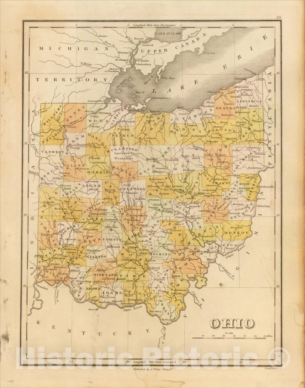 Historic Map : Ohio, 1824, Anthony Finley, v2, Vintage Wall Art ...