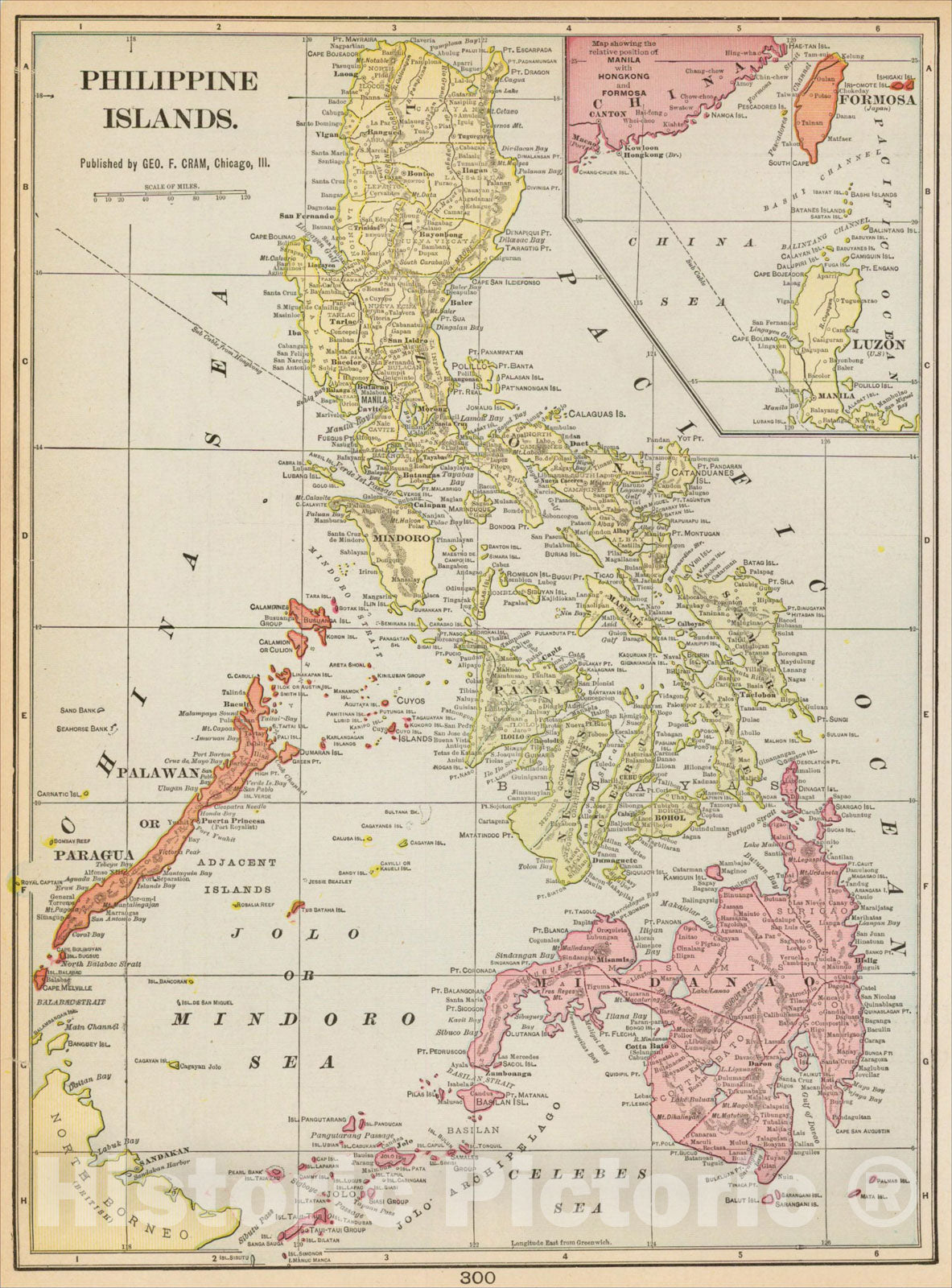 Historic Map : Philippine Islands, c1890, George F. Cram, Vintage Wall ...