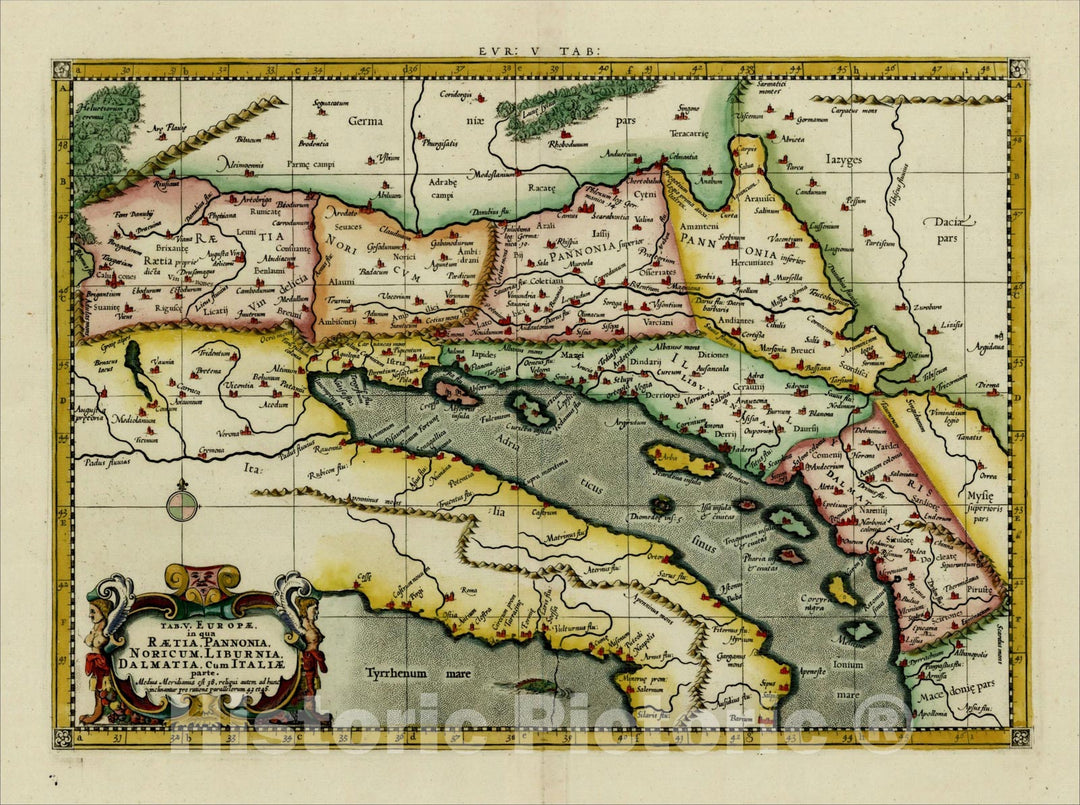 Historic Map : Tab V. Europae in qua Raetia, Pannonia, Noricum, Liburn ...