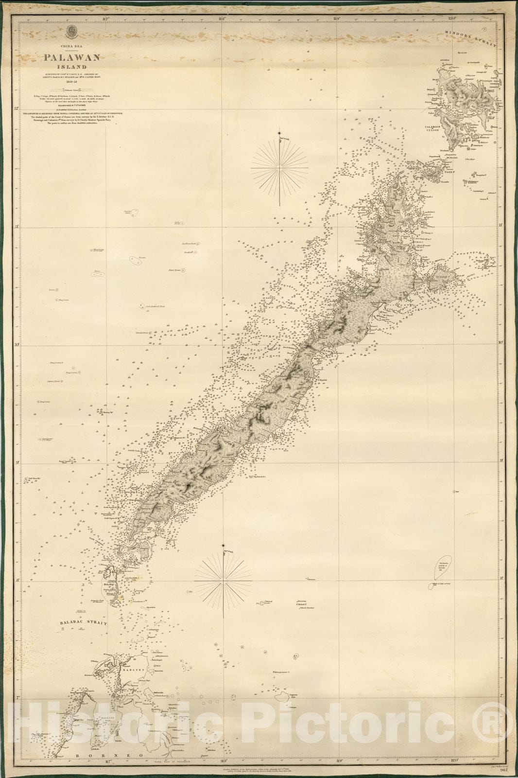 Historic Map : Palawan Island Surveyed by Comr. W.T. Bate R.N. Assiste ...