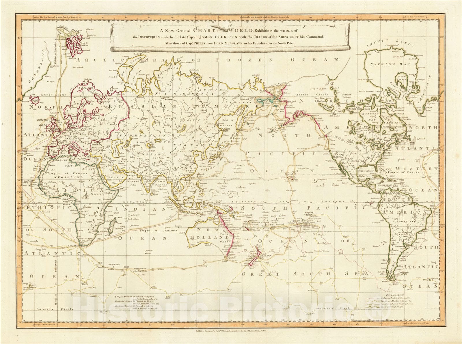 Historic Map : A New General Chart of the World, 1787, William Faden ...