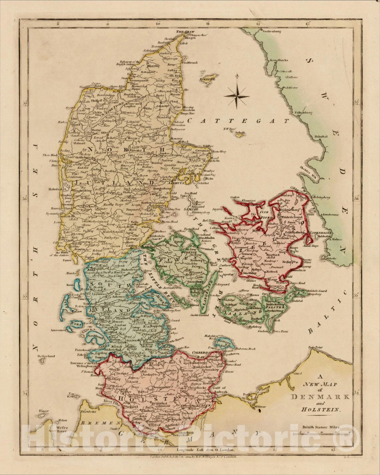Historic Map : A New Map of Denmark and Holstein, 1794, Robert Wilkins ...
