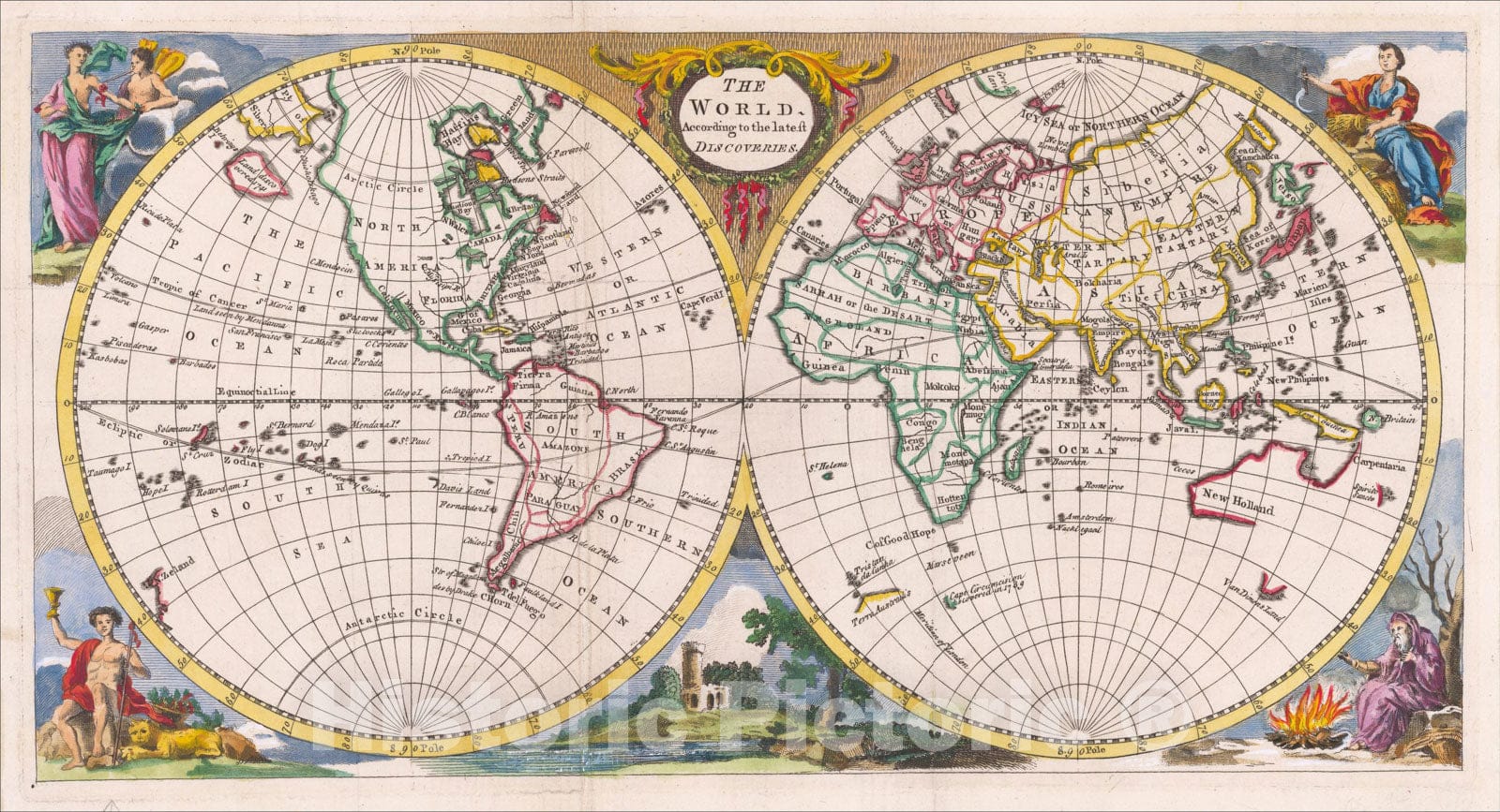Historic Map : The World According to the latest Discoveries (Sea of K ...