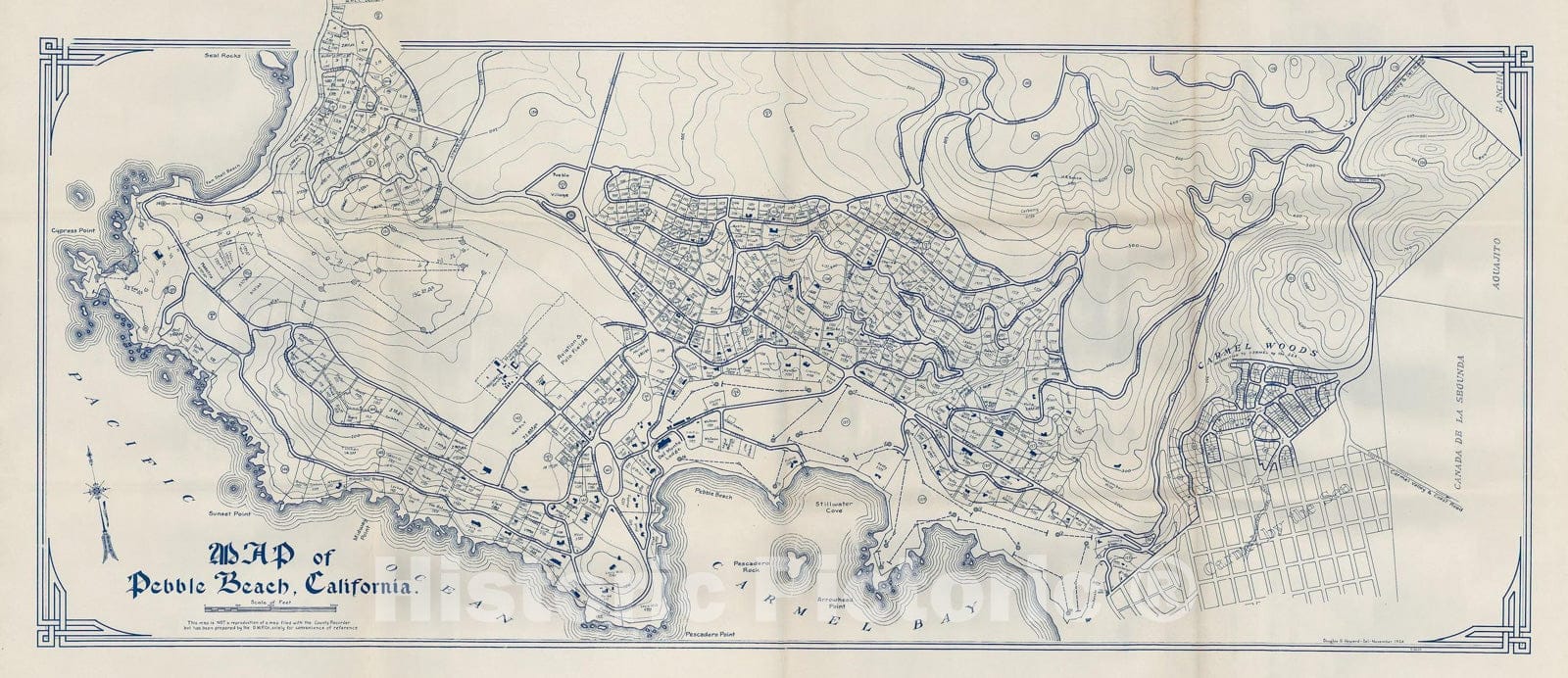Historic Map : Map of Pebble Beach California, 1924, 1925, Douglas D ...