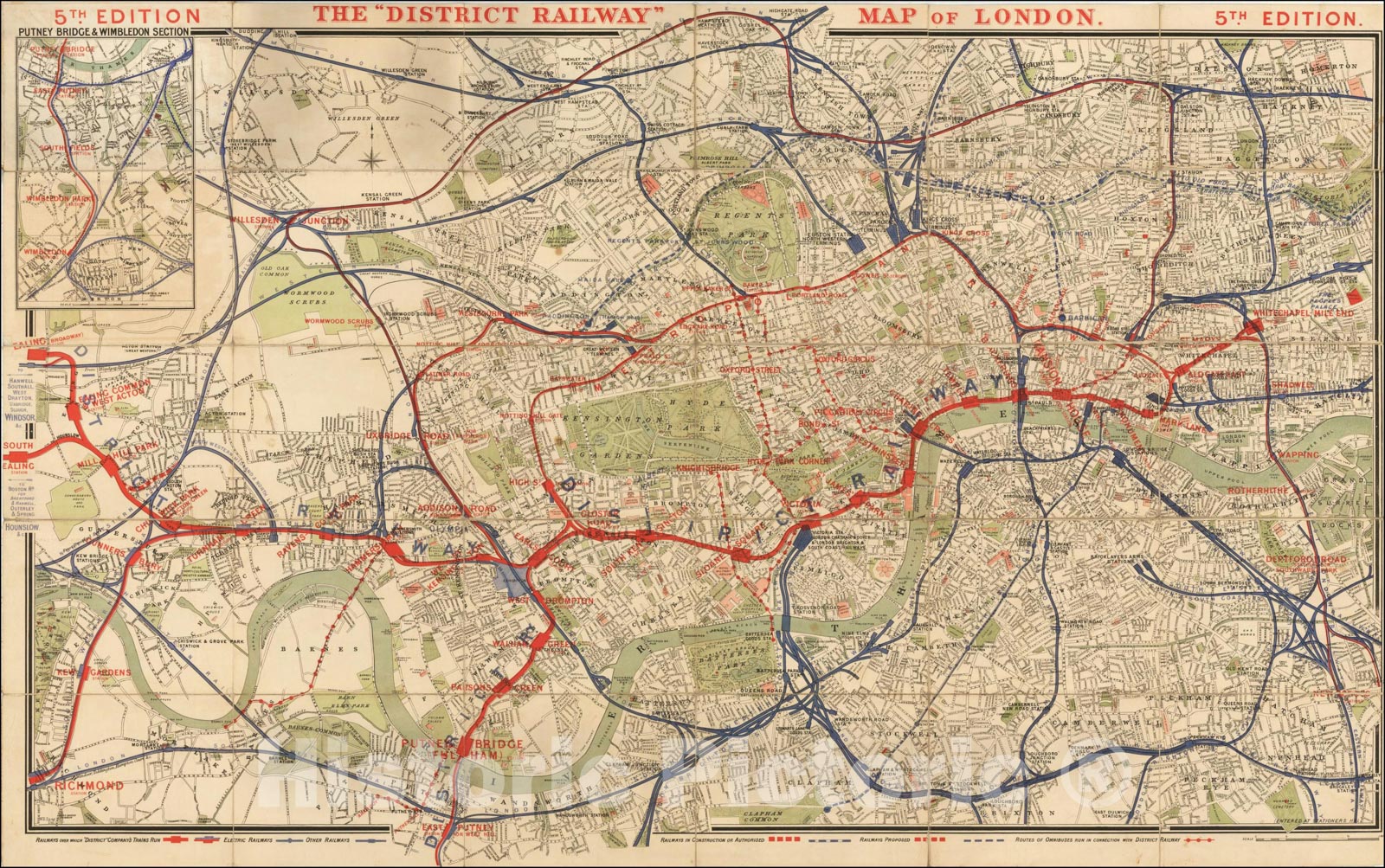 Historic Map : The District Railway Map of London. 5th Edition., c1892 ...