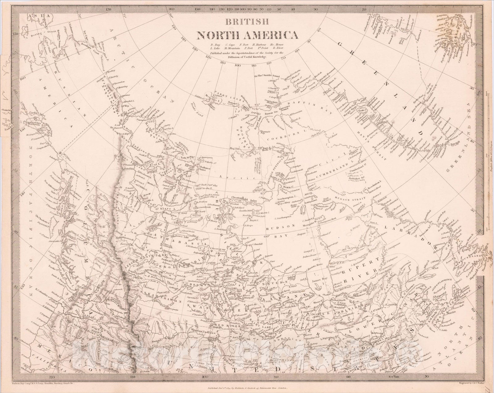 Historic Map : British North America, 1834, Society for the Diffusion ...