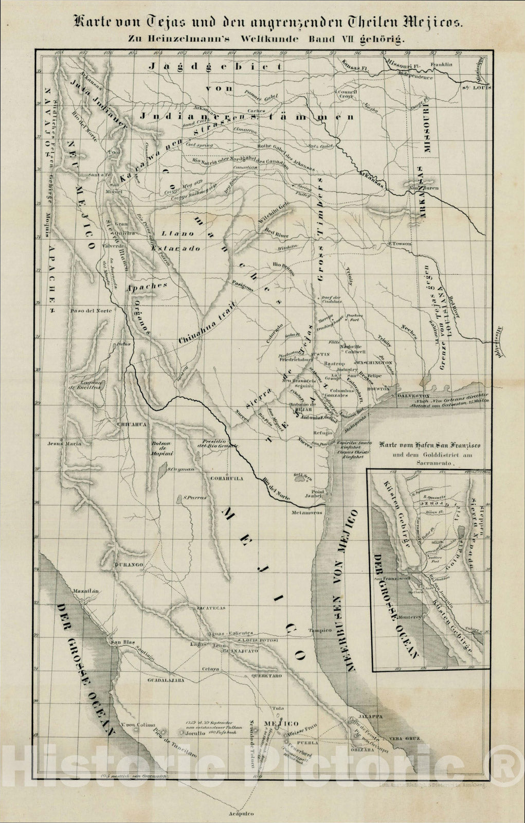 Historic Map : Karte von Tejas und den angrenzenden Theilen Mejicos ...