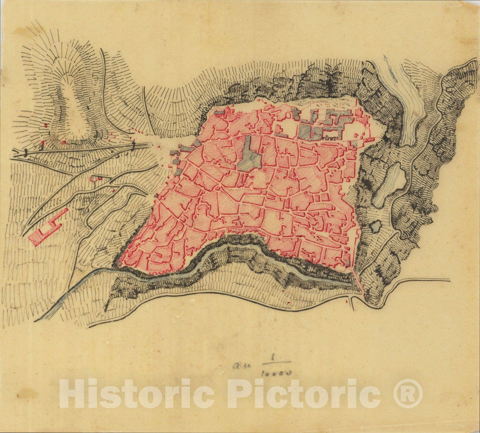 Historic Map : (Manuscript city plan - Constantine, Algeria), c1837 ...