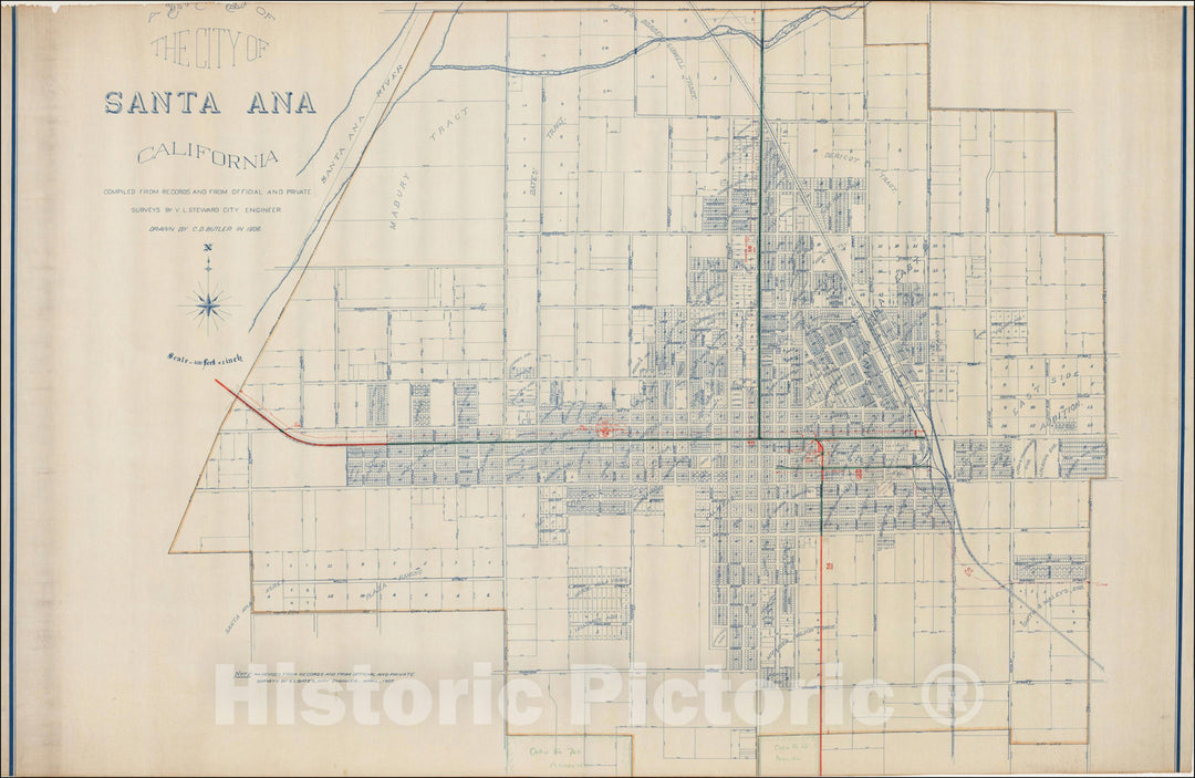 Historic Map : Map of the City of Santa Ana California Compiled From R ...