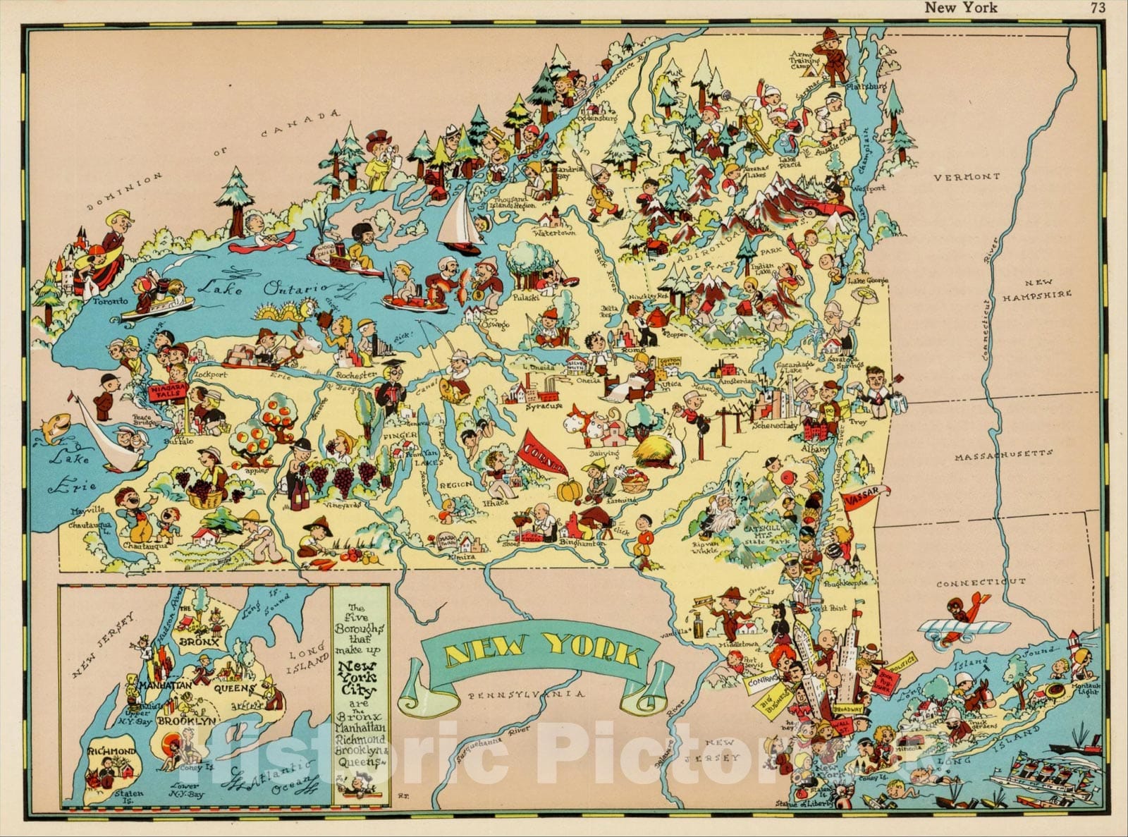 Historic Map : New York, 1935, Ruth Taylor White, v2, Vintage Wall Art ...
