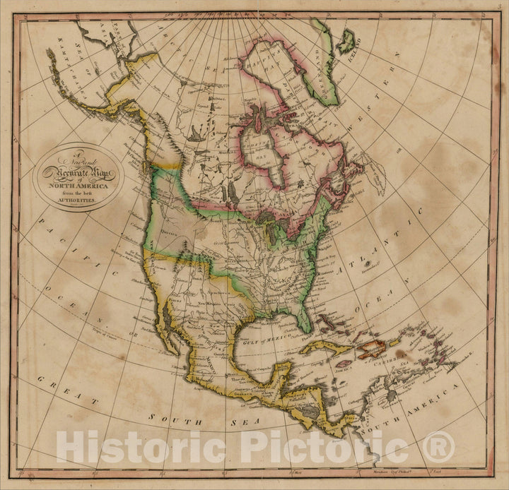Historic Map : A New and Accurate Map of North America from the best A ...