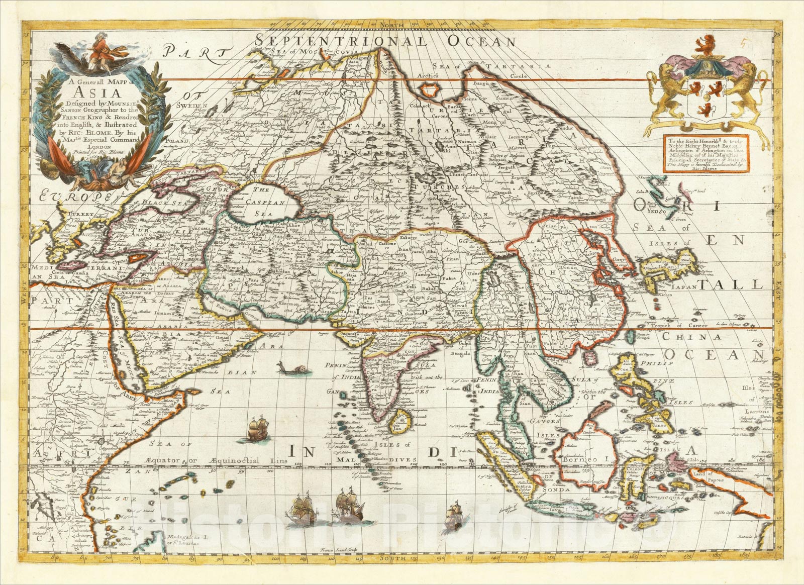 Historic Map : A Generall Mapp of Asia, 1669, 1669, Richard Blome, Vin ...