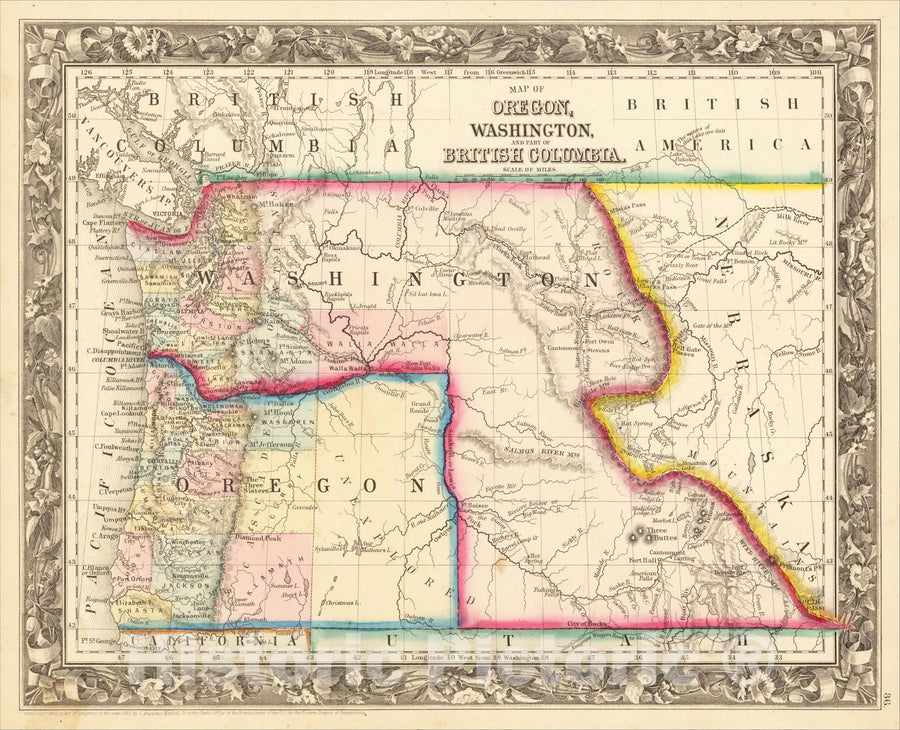 Historic Map : Map of Oregon, Washington and Part of British Columbia ...