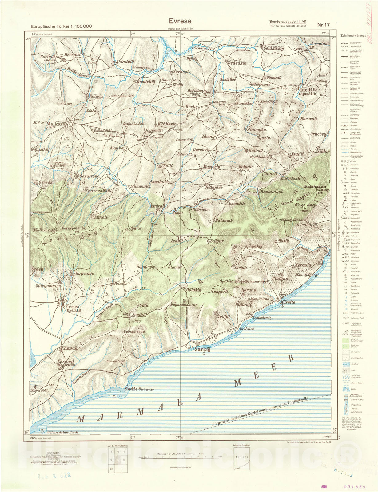 Historic Map : (Second World War - Turkey) Europ?sche T?rkei 1: 100 00 ...