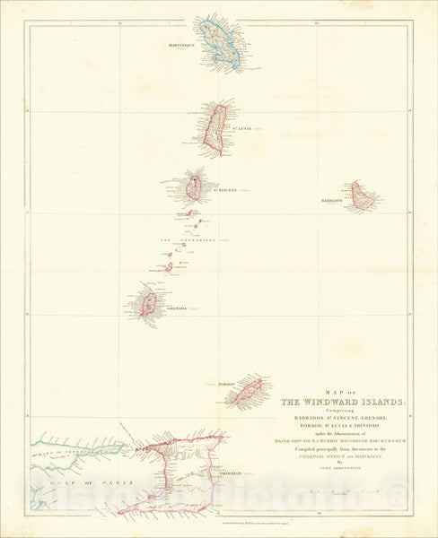 Historic Map : Map of The Windward Islands; Comprising Barbados, St. V ...