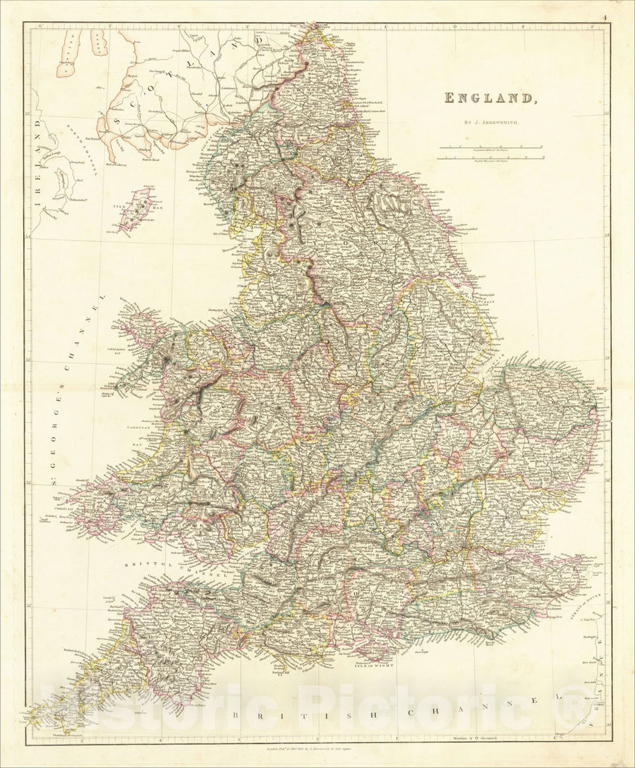 Historic Map : England, 1832, John Arrowsmith, Vintage Wall Art ...