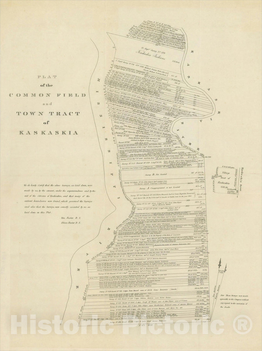 Historic Map : Plat of the Common Field and Town Tract of Kaskaskia, 1 ...