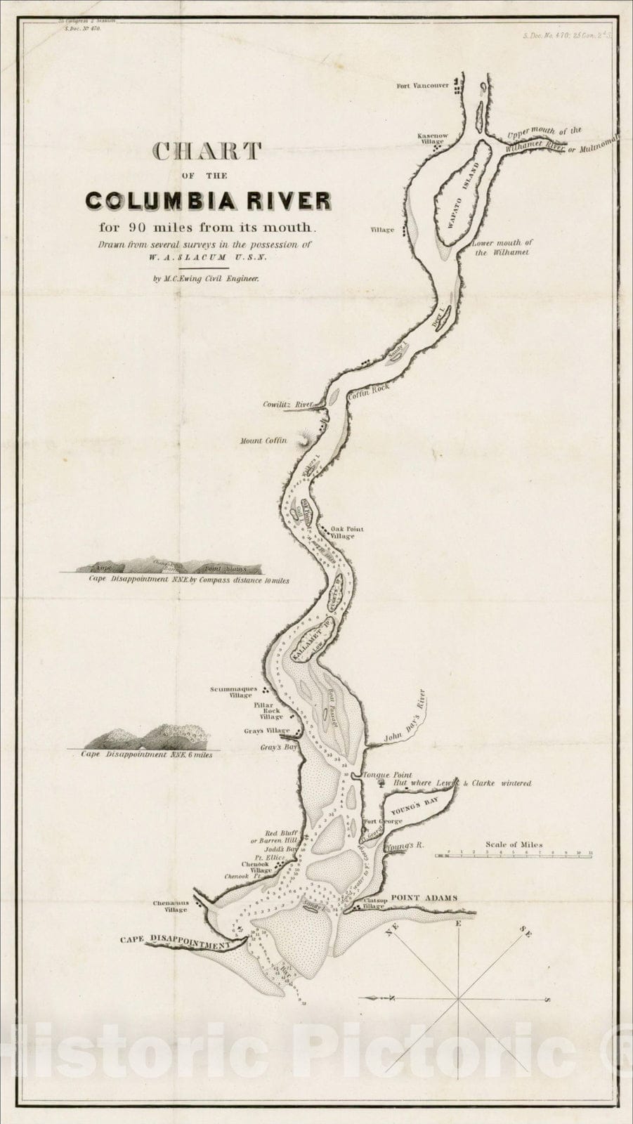Historic Map : Chart of the Columbia River for 9 miles from its mouth ...