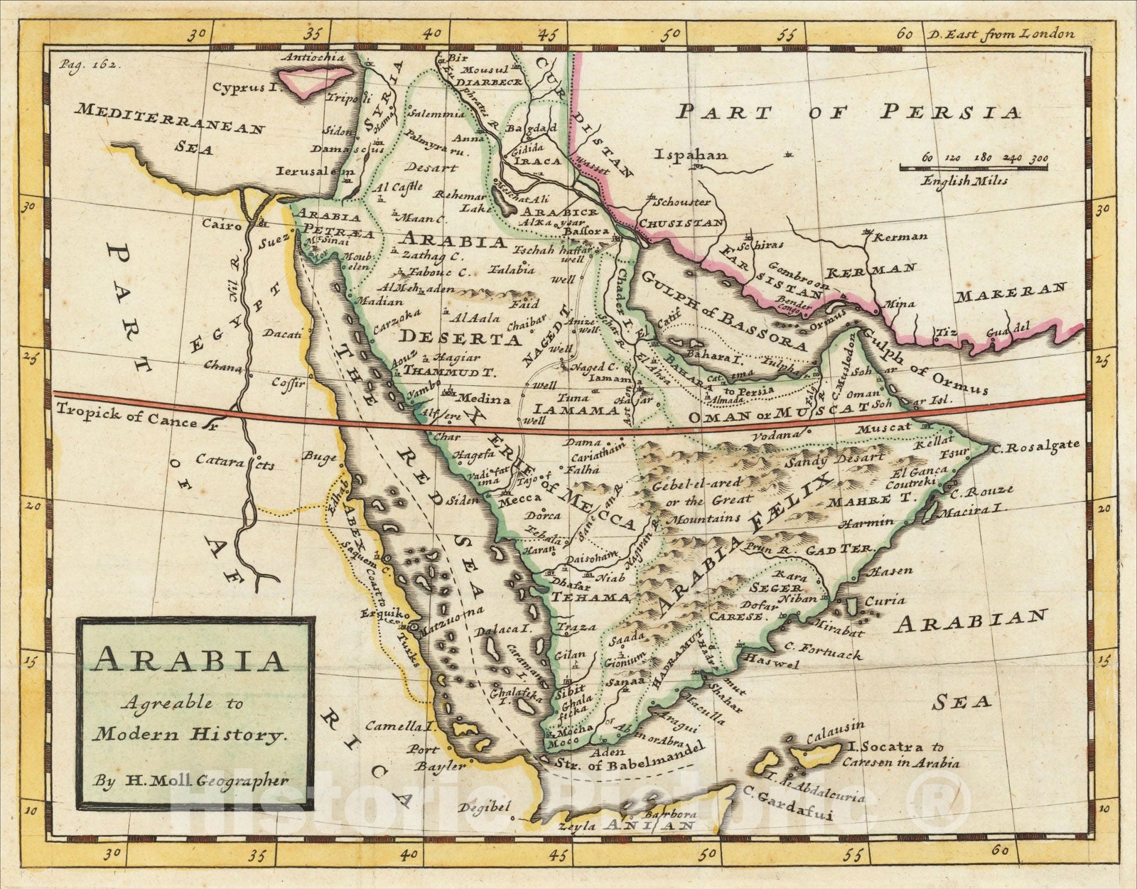 Historic Map : Arabia Agreeable to Modern History , 1729, Herman Moll ...