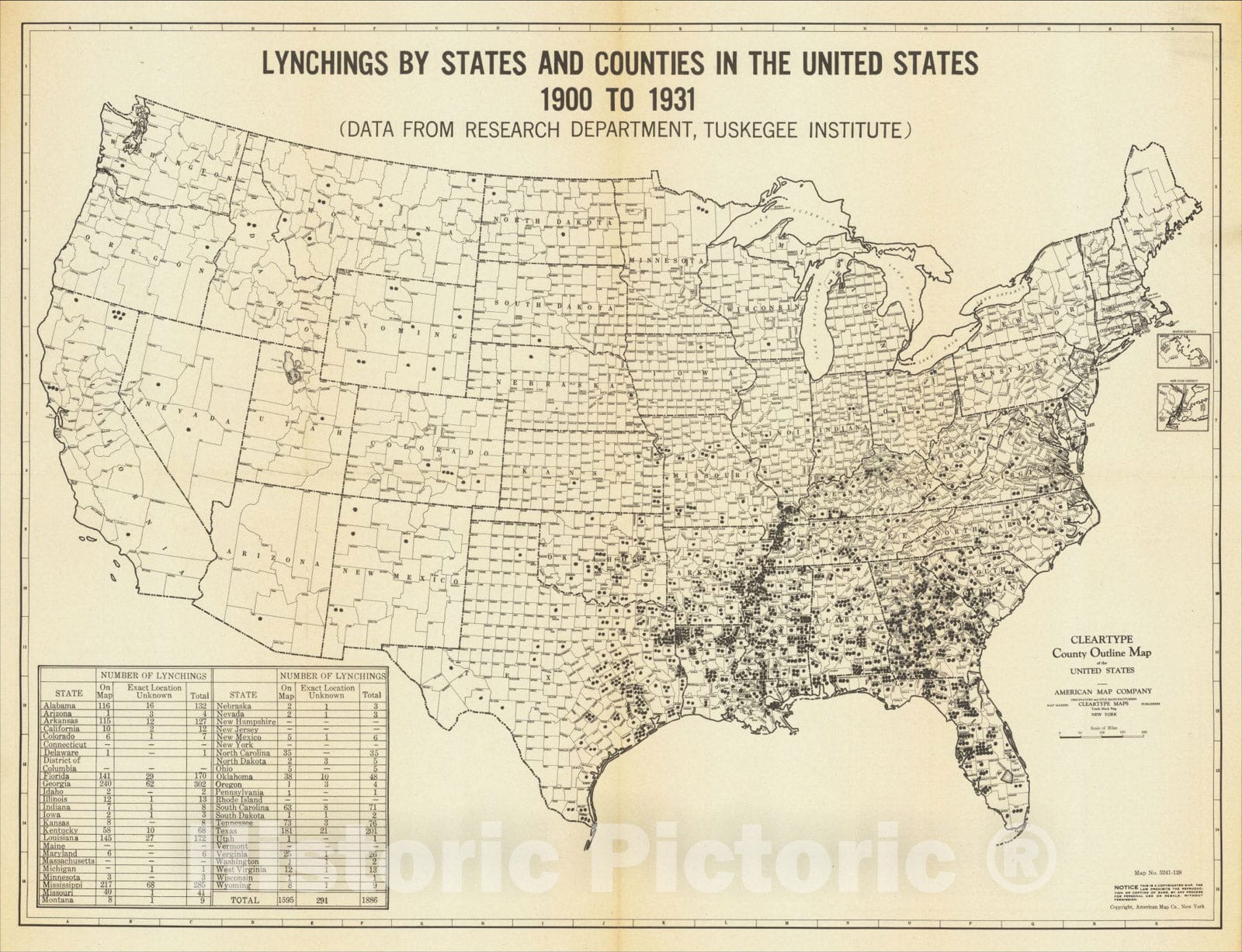 Historic Map : Lynchings By States and Counties in the United States 1 ...