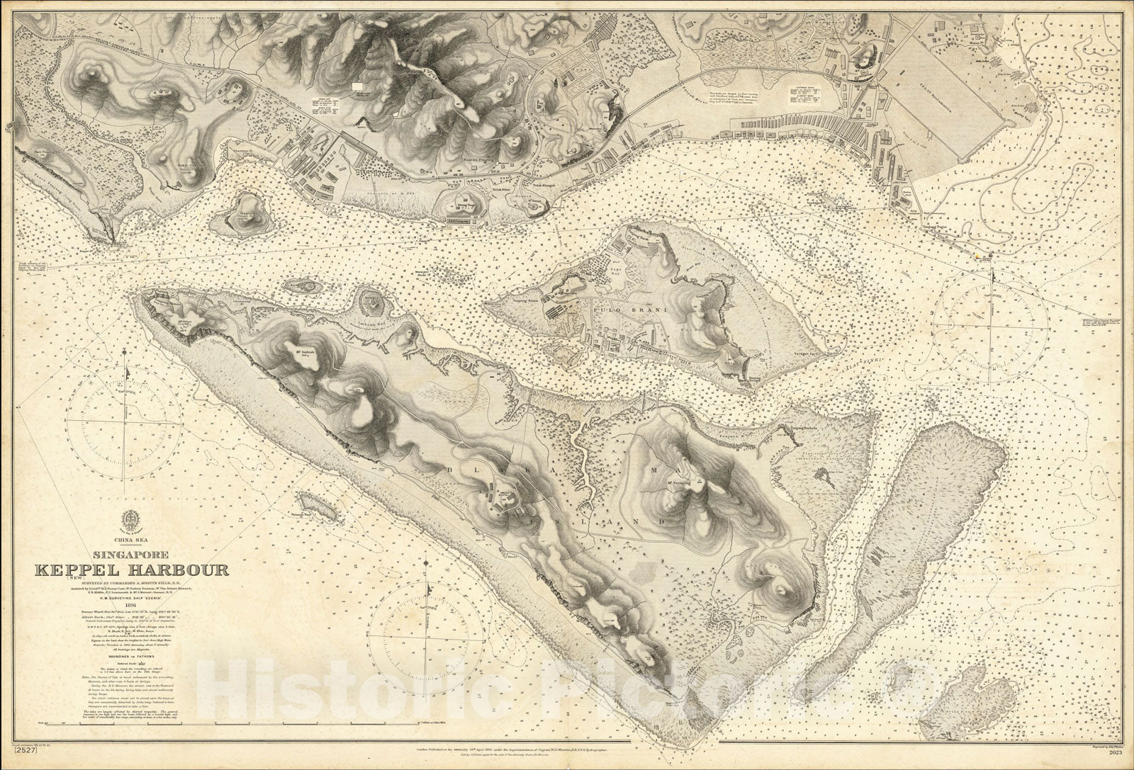 Historic Map : Singapore Keppel Harbour (New) Surveyed By Commander A ...