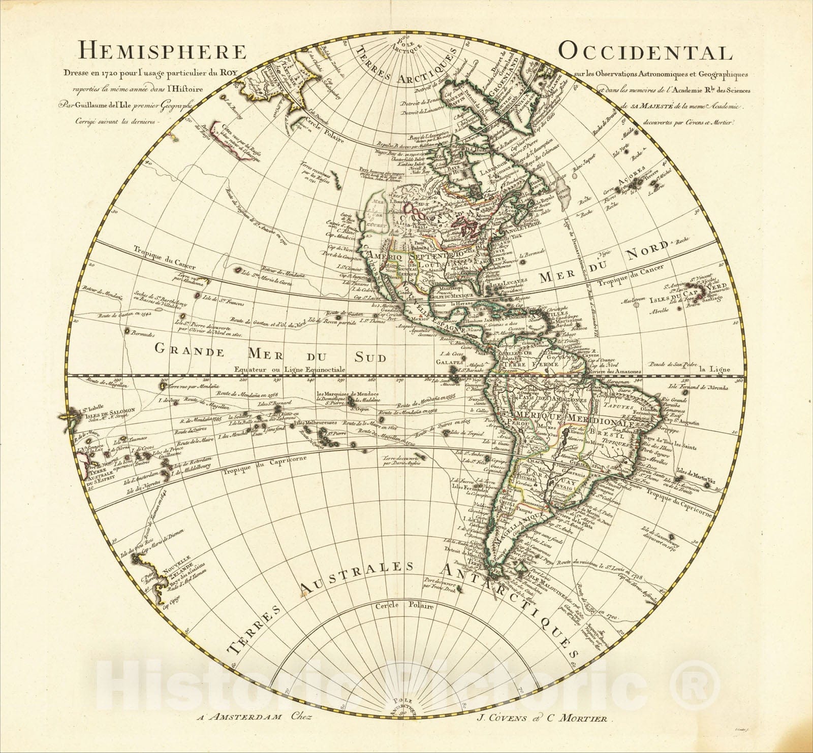 Historic Map : Hemisphere Occidental Dresse en 172 pour l'usage partic ...