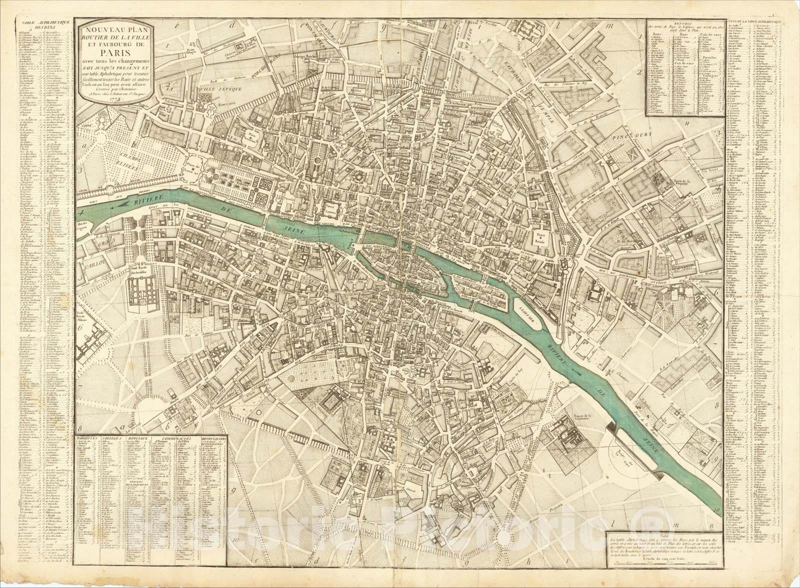 Historic Map : Nouveau Plan Routier de la Ville et Faubourg de Paris a ...