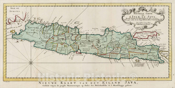 Historic Map : Nouvelle Carte De L'Isle De Java, ., 1770, J.V. Schley ...