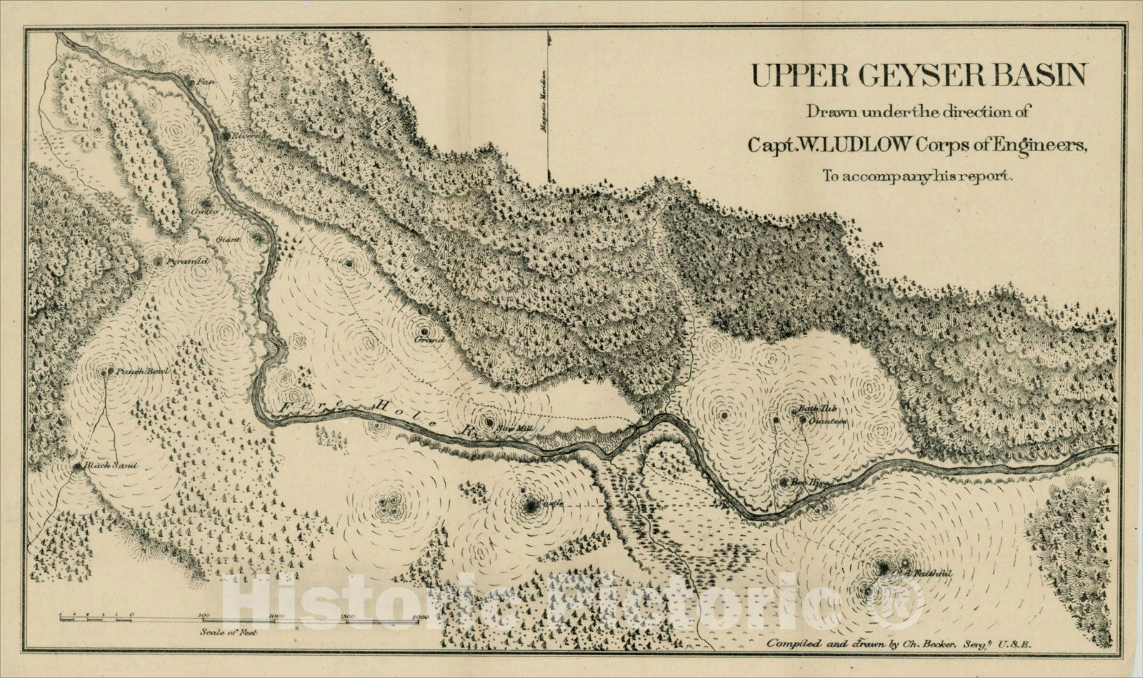 Historic Map : Upper Geyser Basin Drawn under the direction of Capt. W ...