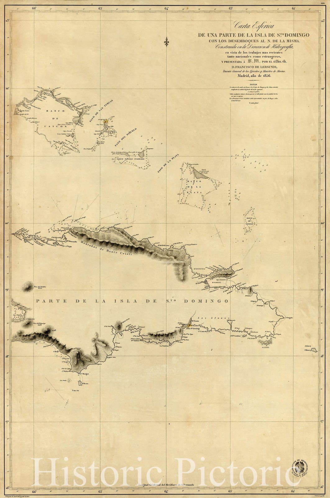 Historic Map : [Turks & Caicos, 1862, Direccion Hidrografica de Madrid ...