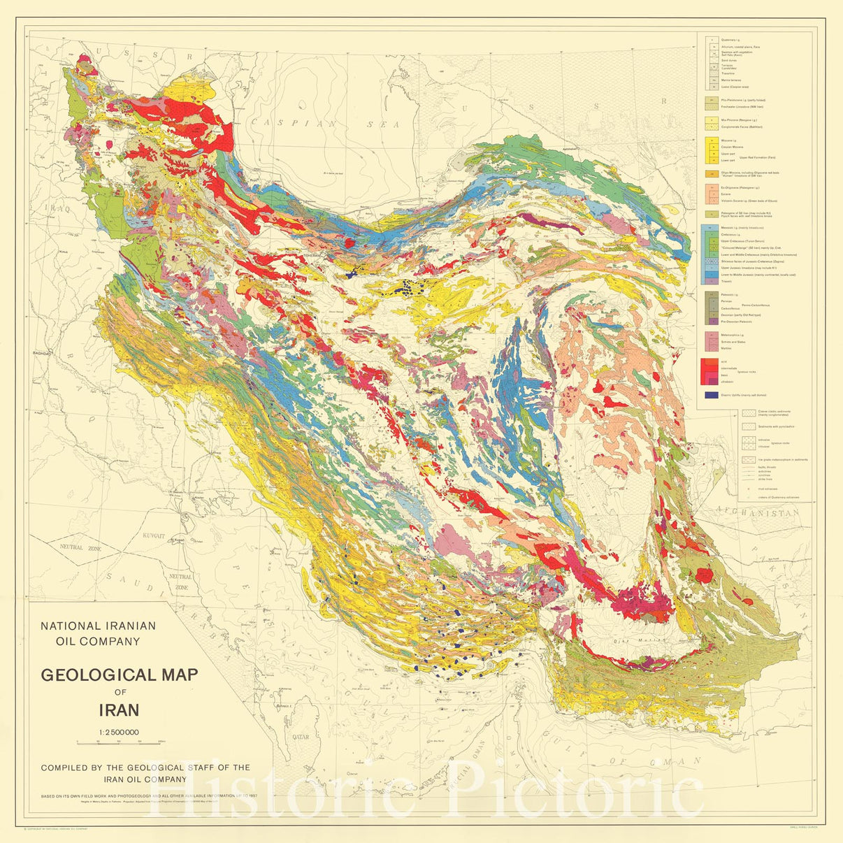 Historic Map : National Iranian Oil Company Geological Map of Iran, 19 ...