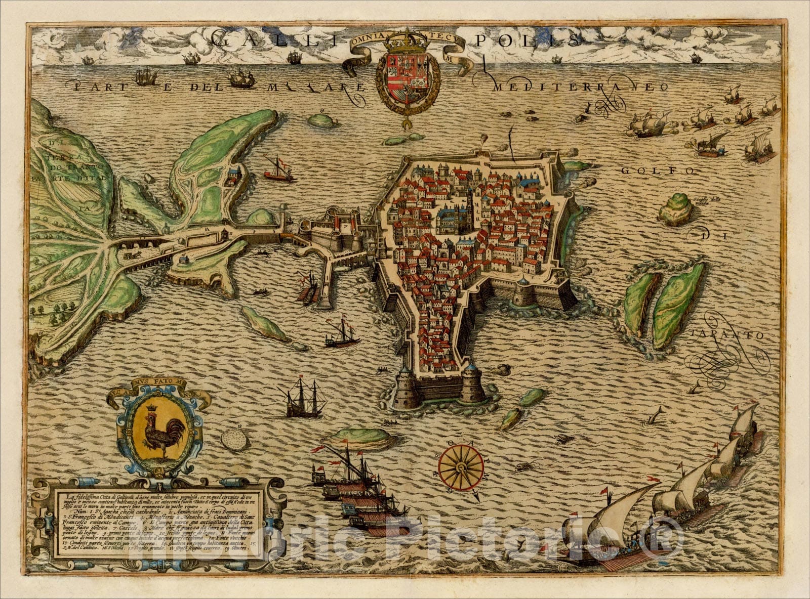 Historic Map : Gallipolis, 1598, Georg Braun, Vintage Wall Art ...