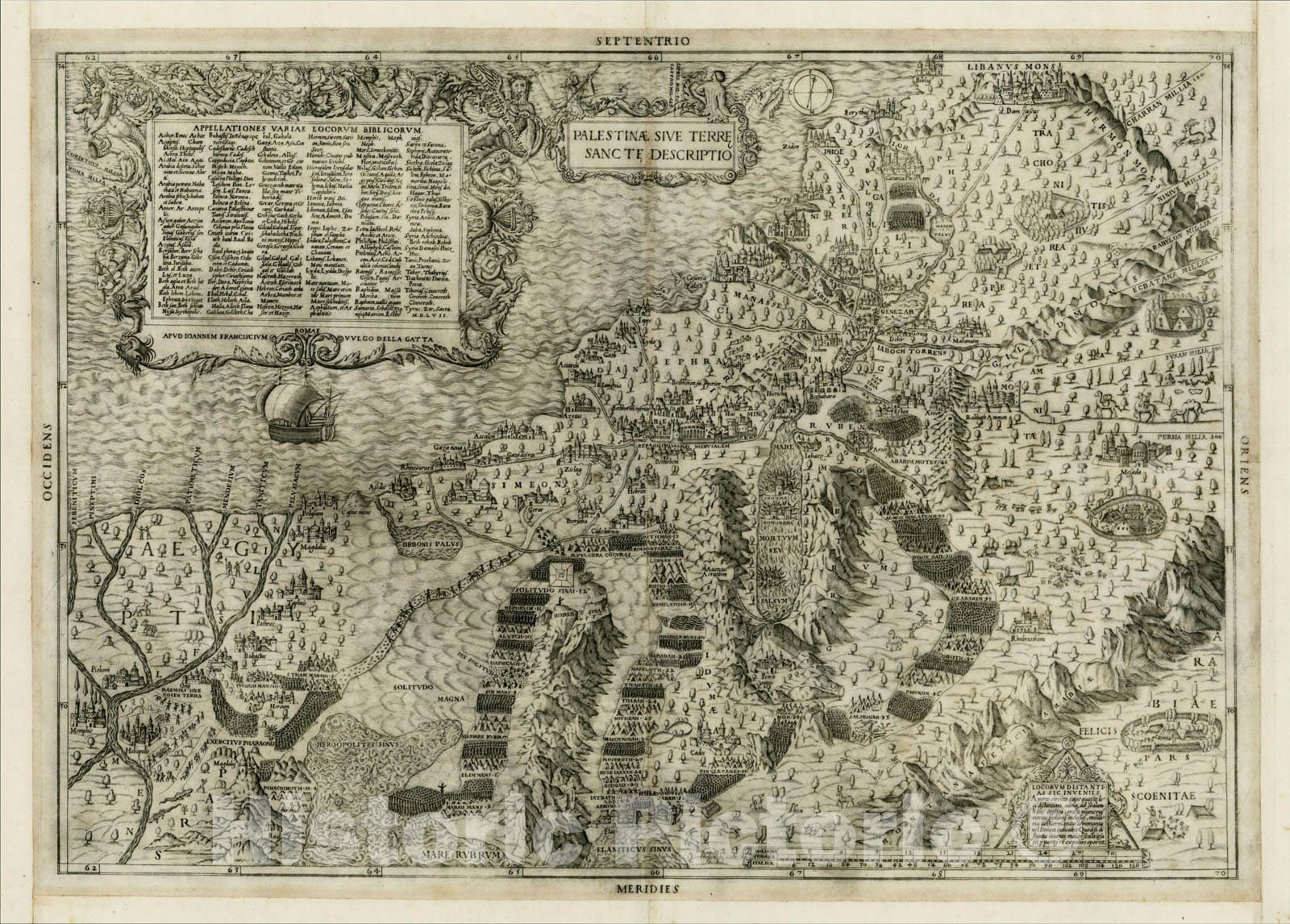 Historic Map : Palestinae Sive Terre Sancte Descriptio, MDLVII, 1557 ...