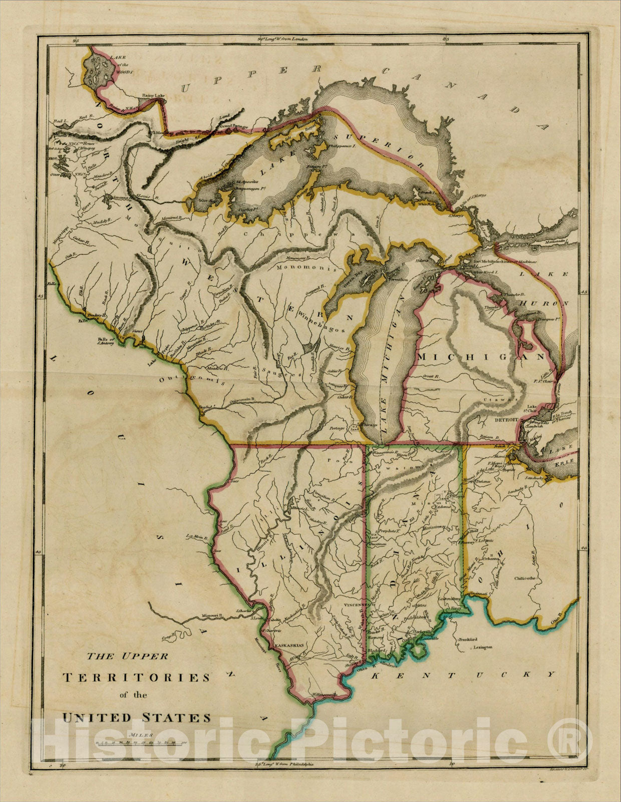 Historic Map : The Upper Territories of the United States, 1818, Mathe ...