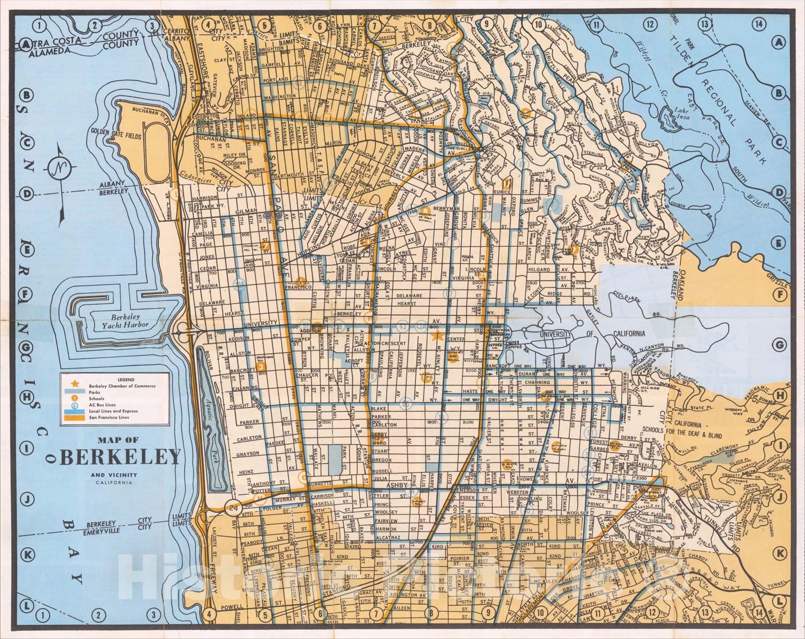 Historic Map : Map of Berkeley and Vicinity, c1960, Anonymous, Vintage ...