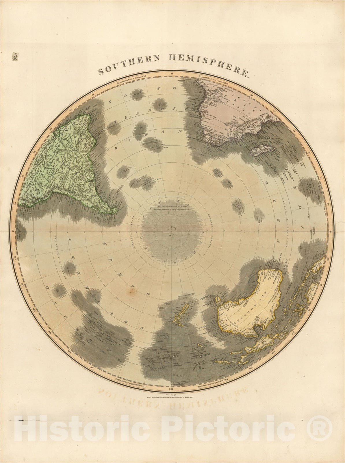 Historic Map : Southern Hemisphere, 1815, John Thomson, Vintage Wall A ...
