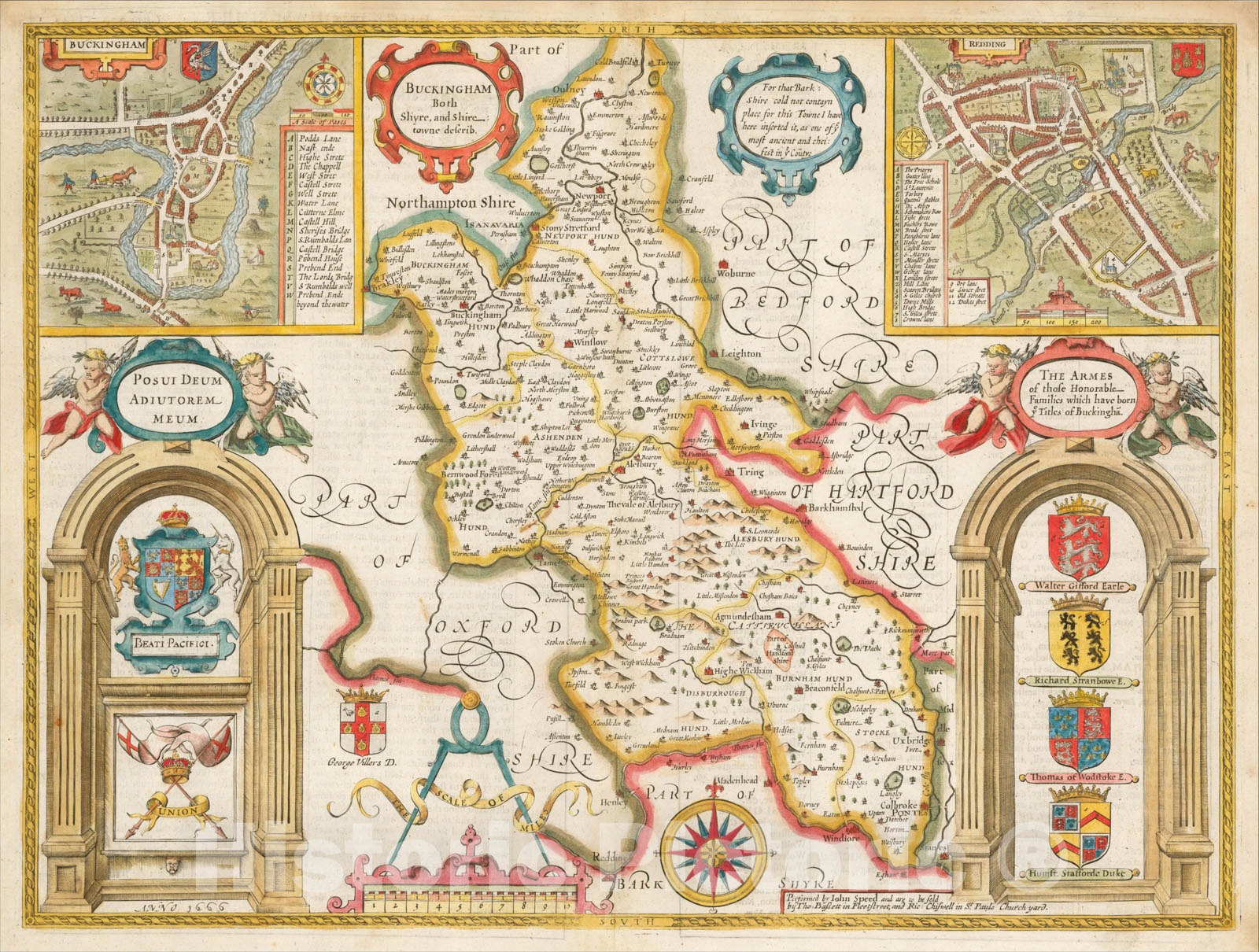 Historic Map : Buckingham both Shyre, and Shire Towne Describ., 1676 ...