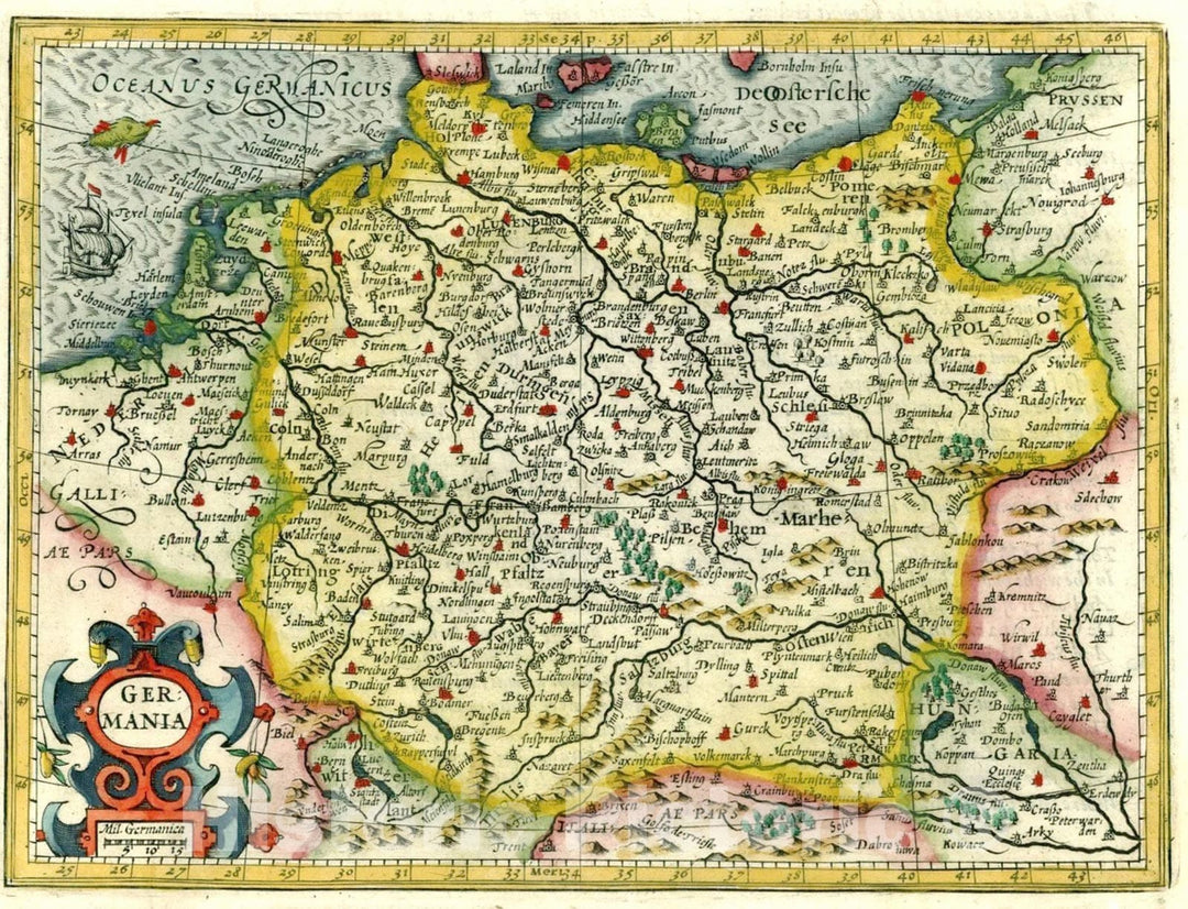 Historic Map : Germania, 1625, Jodocus Hondius, Vintage Wall Art ...