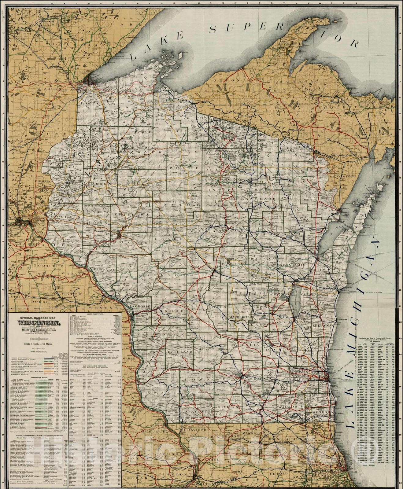 Historic Map : Official Railroad Map of Wisconsin. 1912. Prepared Unde ...