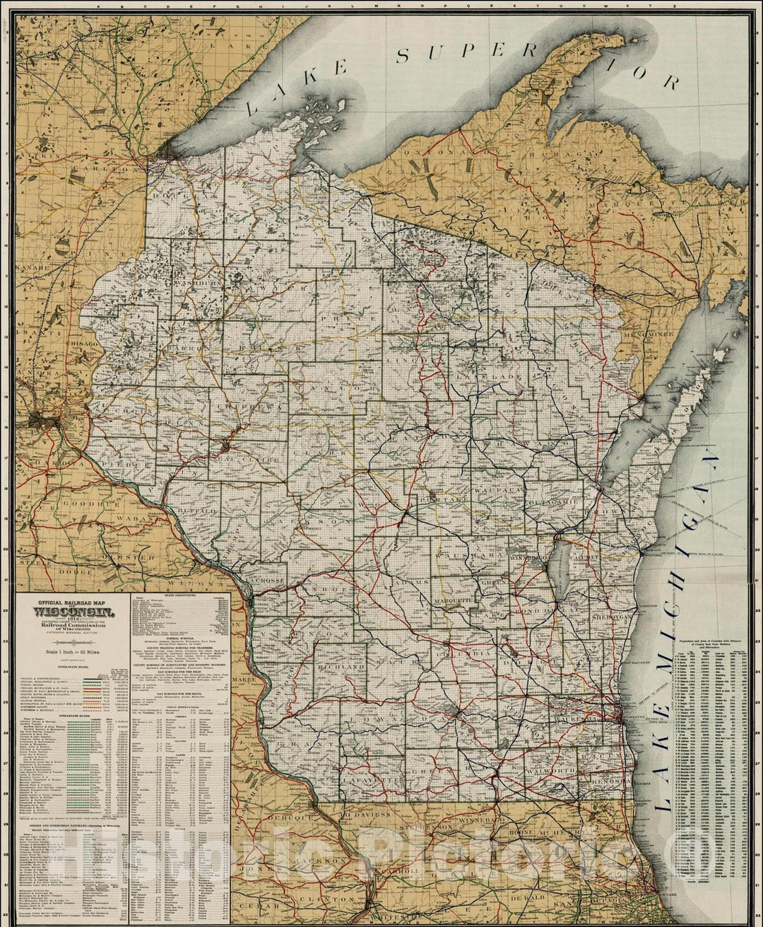 Historic Map : Official Railroad Map of Wisconsin. 1912. Prepared Unde ...