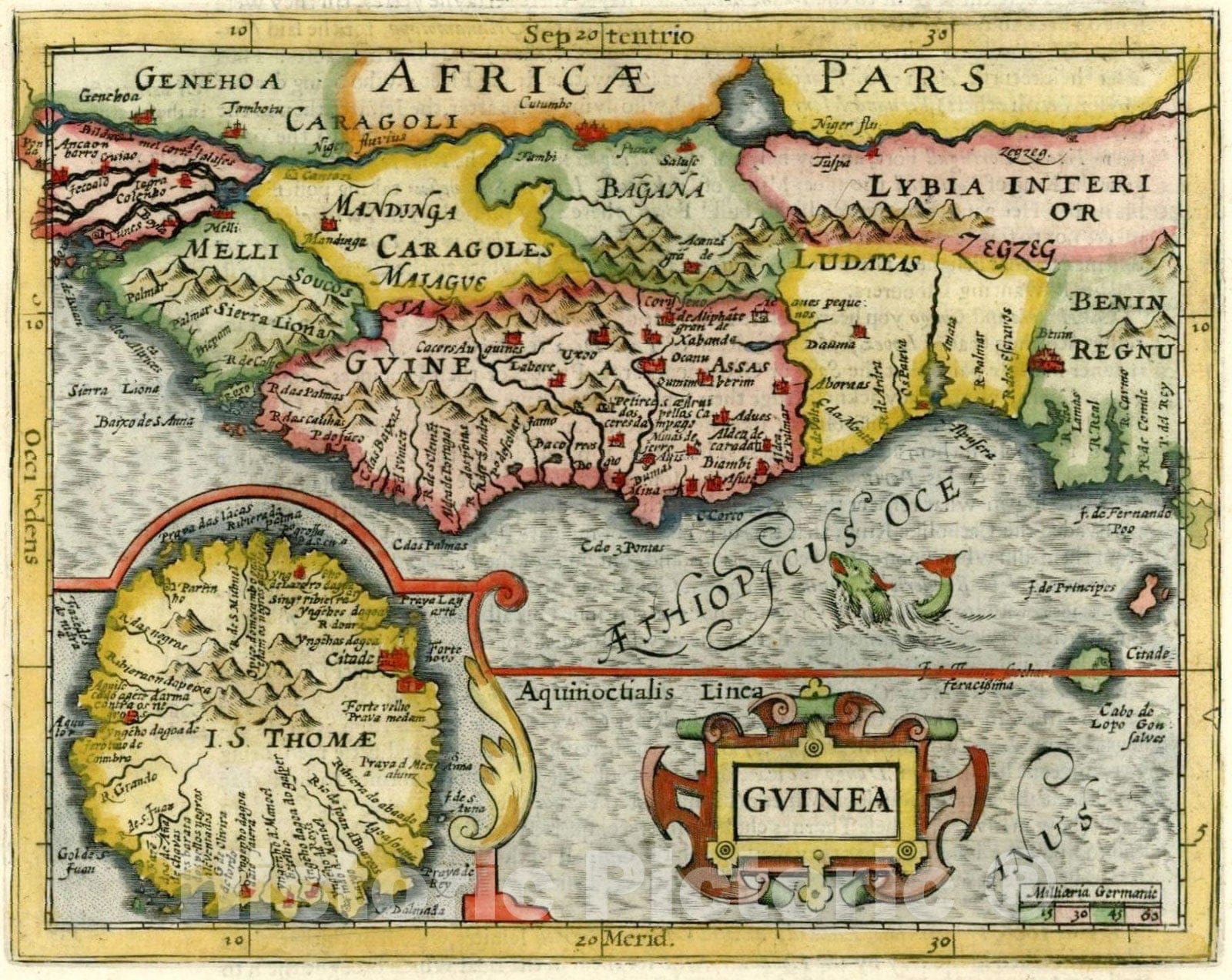 Historic Map : Guinea, 1625, Jodocus Hondius, Vintage Wall Art ...