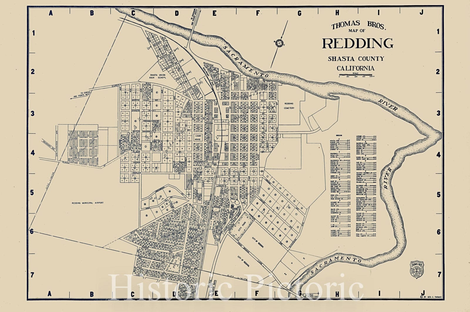 Historic Map : Map of Redding Shasta County California, c1920, Thomas ...