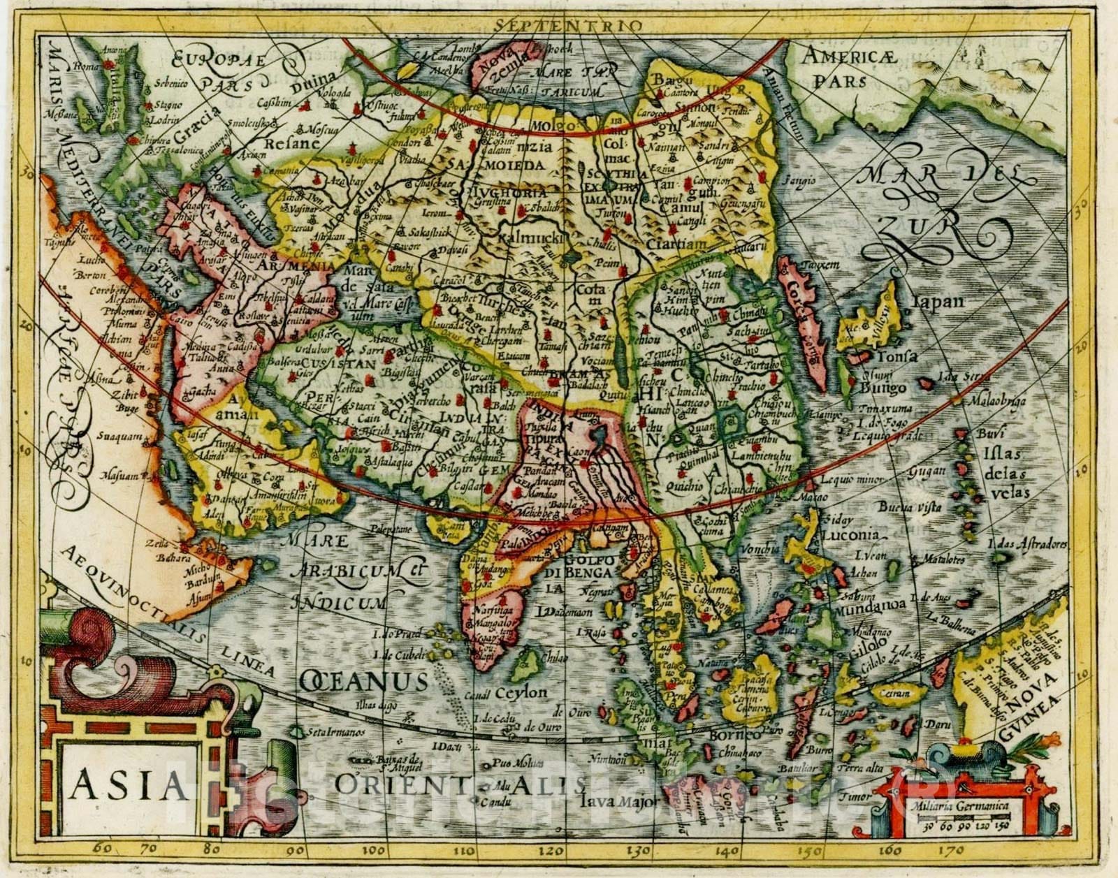 Historic Map : Asia, 1625, Jodocus Hondius, Vintage Wall Art – Historic ...